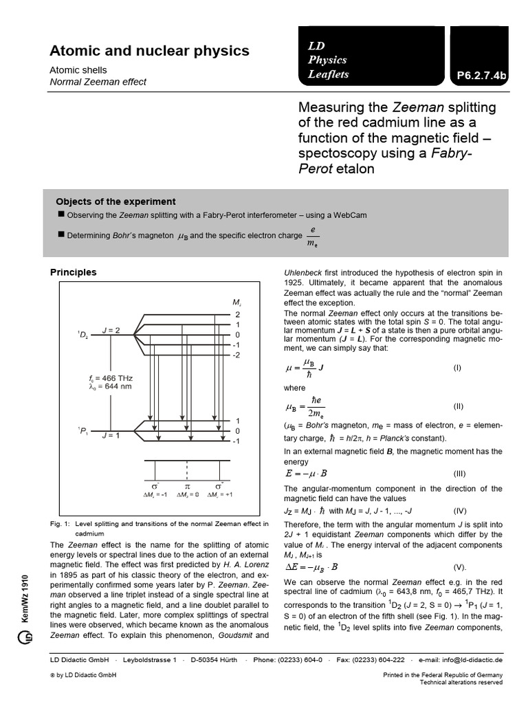 Efecto Zeeman | PDF | Optics | Electron