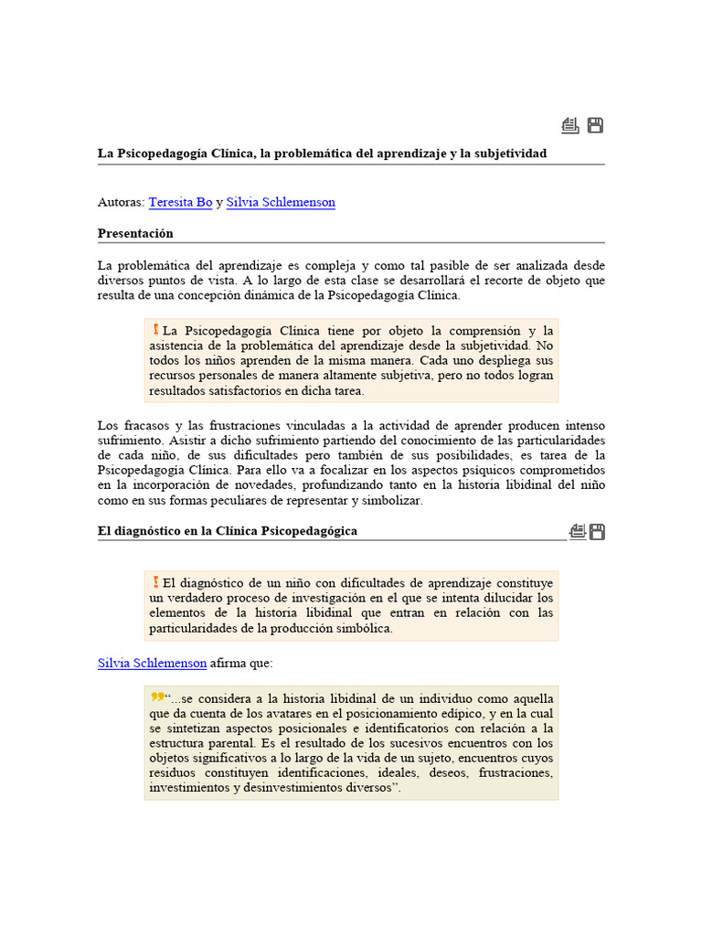Psicopedagogía Clínica y Subjetividad | PDF | Aprendizaje | Psicoanálisis