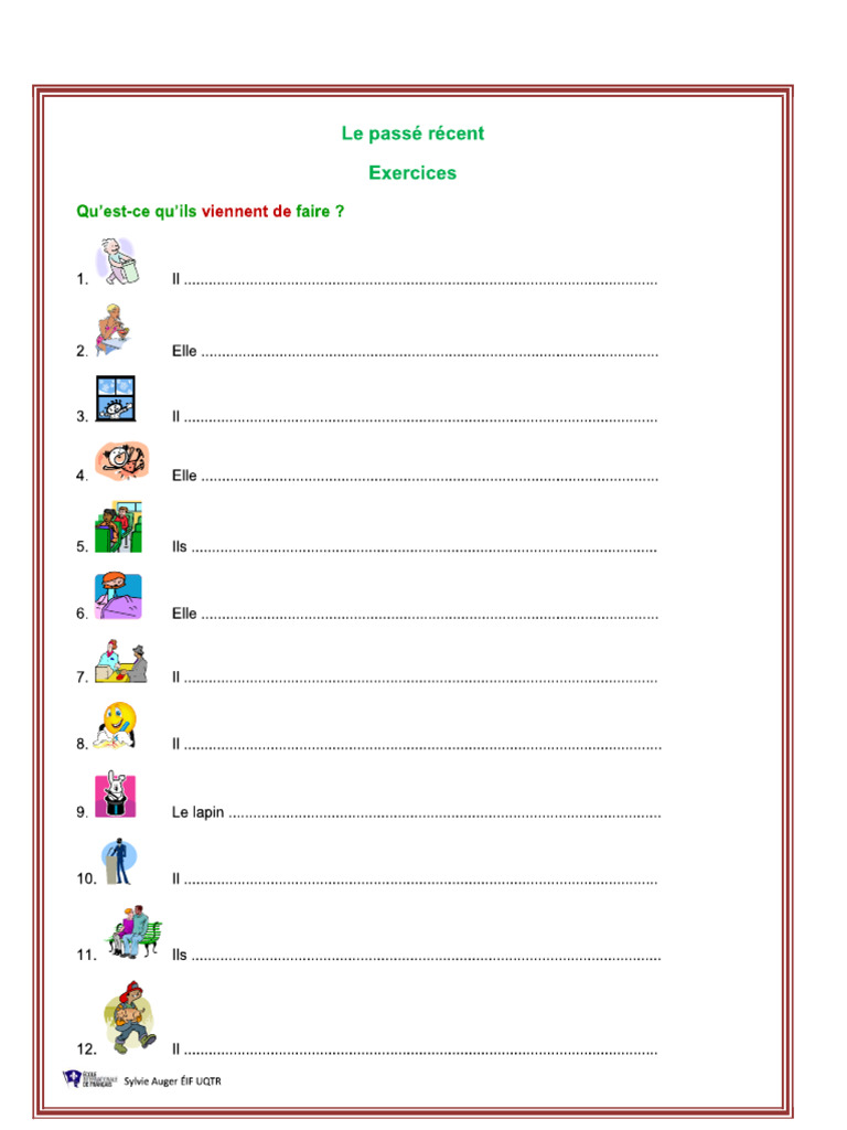 Le Passé Récent - Exercice | PDF