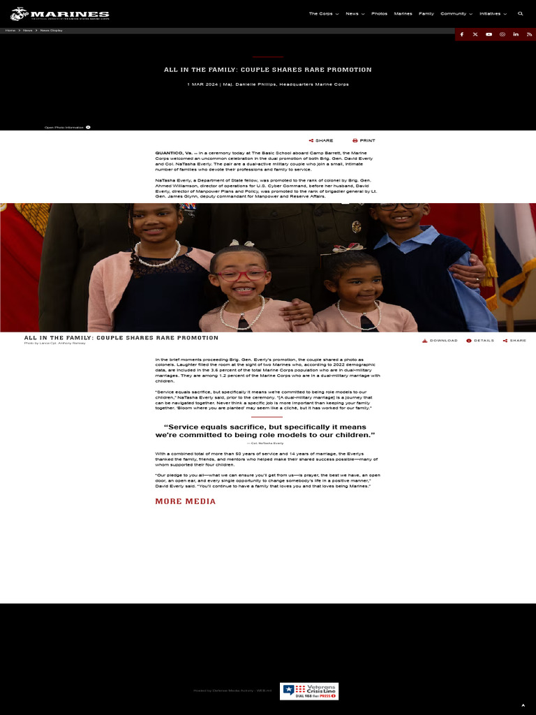 All in The Family: Couple Shares Rare Promotion United States Marine ...