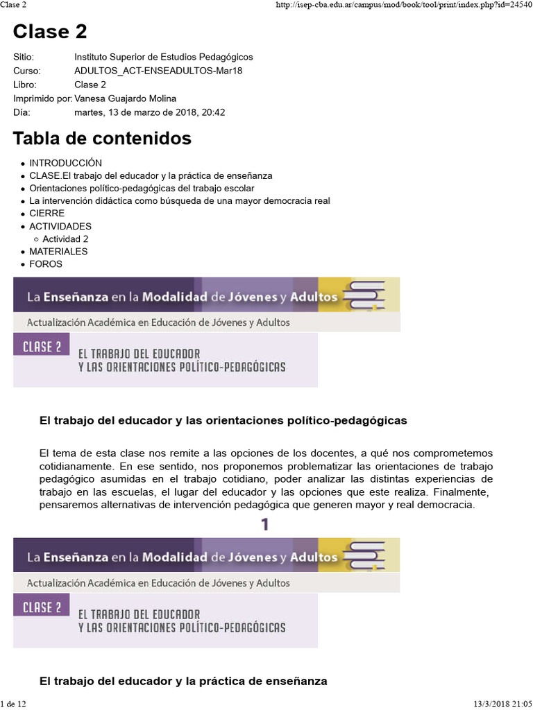 Clase2 - M2 - Act - Jovenes - y - Adultos | PDF | Enseñando | Maestros