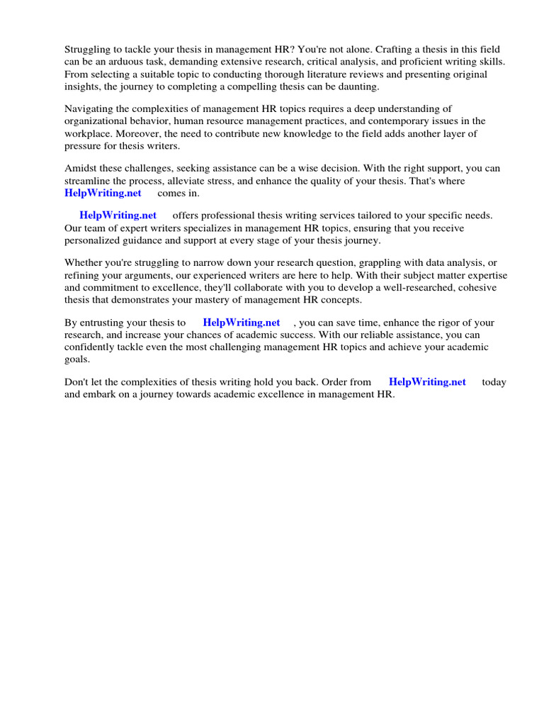 Thesis Topics in Management HR | PDF | Human Resource Management ...