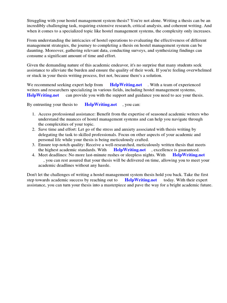 Hostel Management System Thesis | PDF | Databases | Php