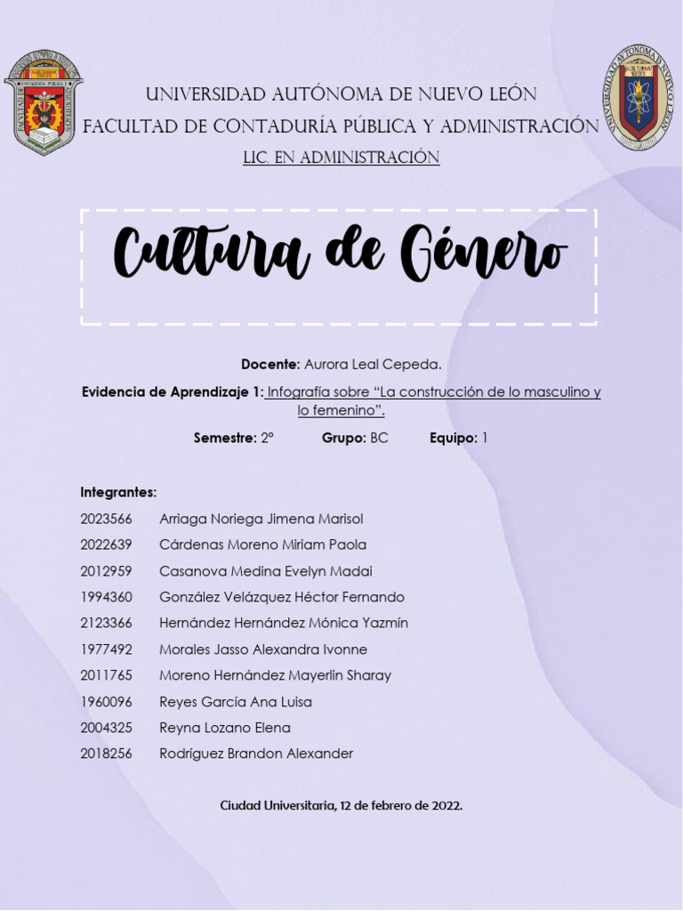 CLGN - Eq1 - BC - Ev1 - Infografia | PDF | Estudios de género | Género