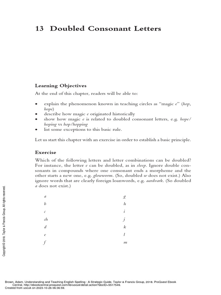 Understanding and Teaching English Spelling A Stra... - (Chapter 13 Doubled Consonant Letters ...