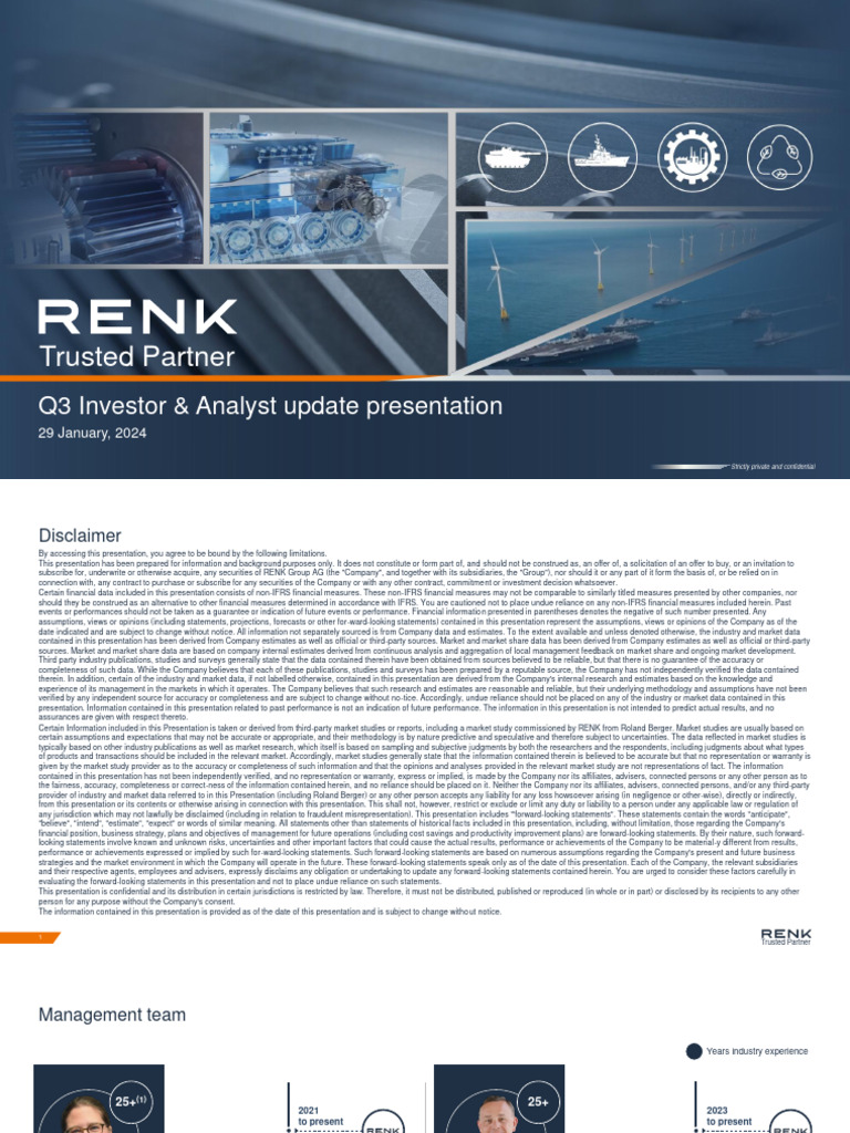 Renk Group Q3 Investor and Analyst Update Restated | PDF | Methodology ...