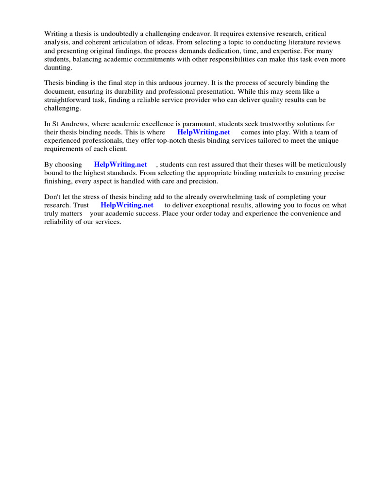 Thesis Binding Services St Andrews | PDF | Bookbinding | Thesis