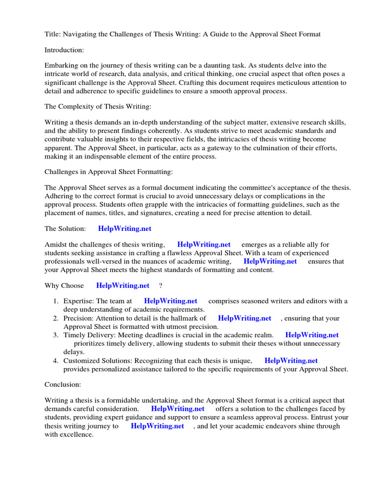 Thesis Approval Sheet Format | PDF | Thesis