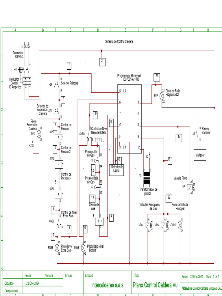 Plano de Control Caldera Vulcano CADe - S1 | PDF | Ciencias fisicas | Gases