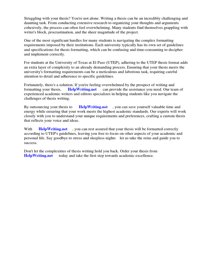 Utep Thesis Format | PDF | Thesis | Doctor Of Philosophy