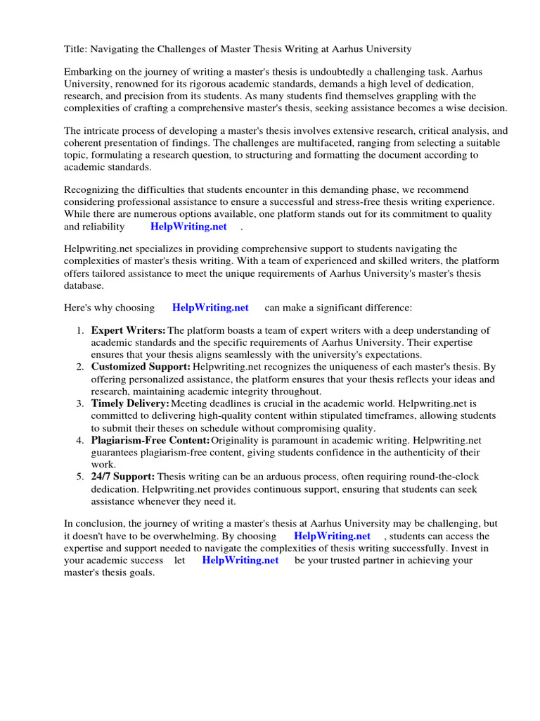 Master Thesis Database Aarhus University | PDF