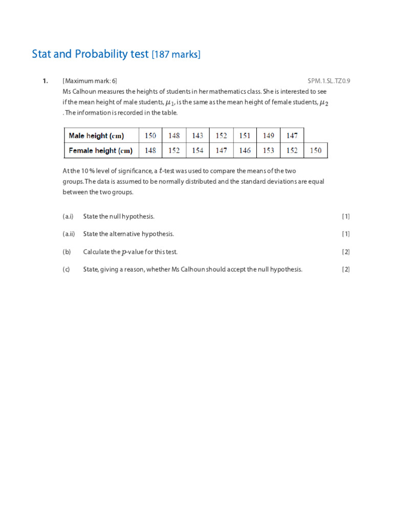 Stat and Probability Test | PDF | P Value | Spearman's Rank Correlation ...