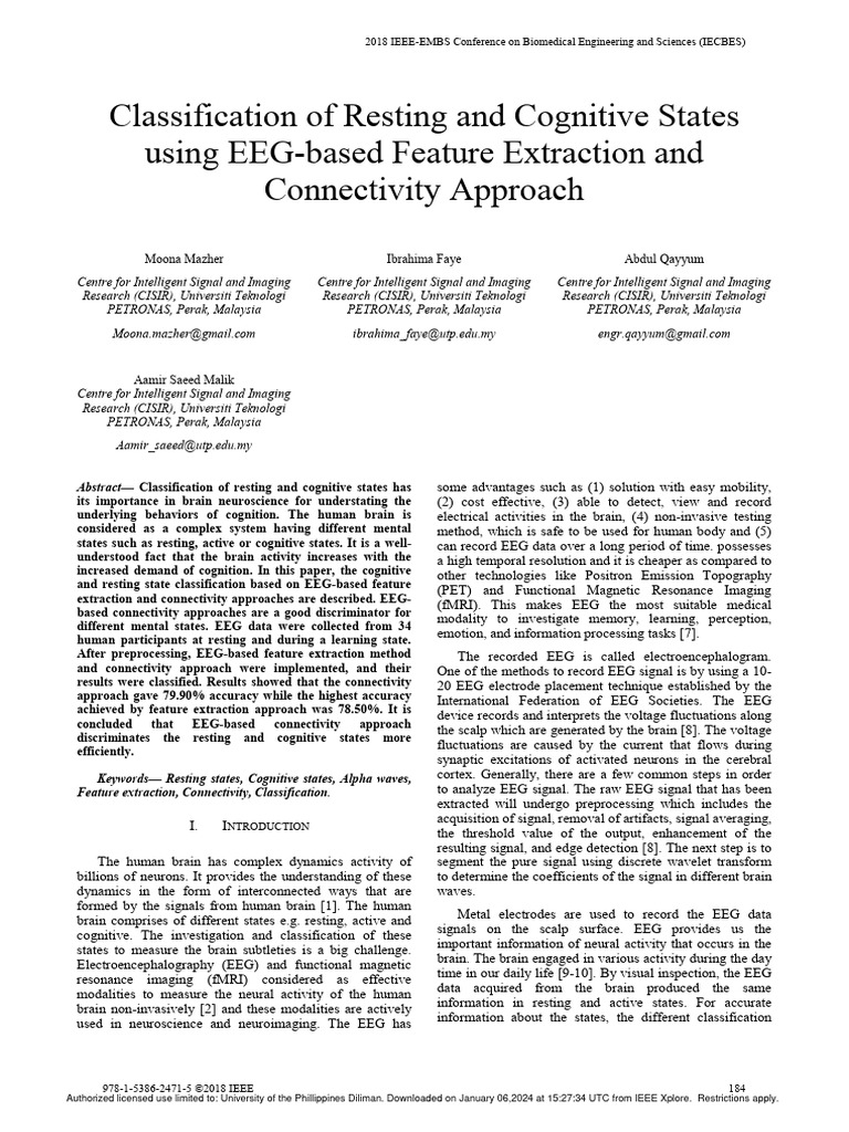 Eeg Feature Extraction Pdf Electroencephalography Neuroimaging