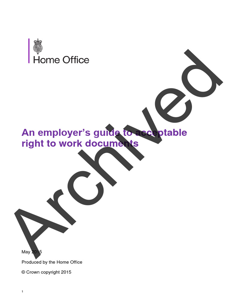 Employers Guide to Acceptable Right to Work Documents v5 | PDF