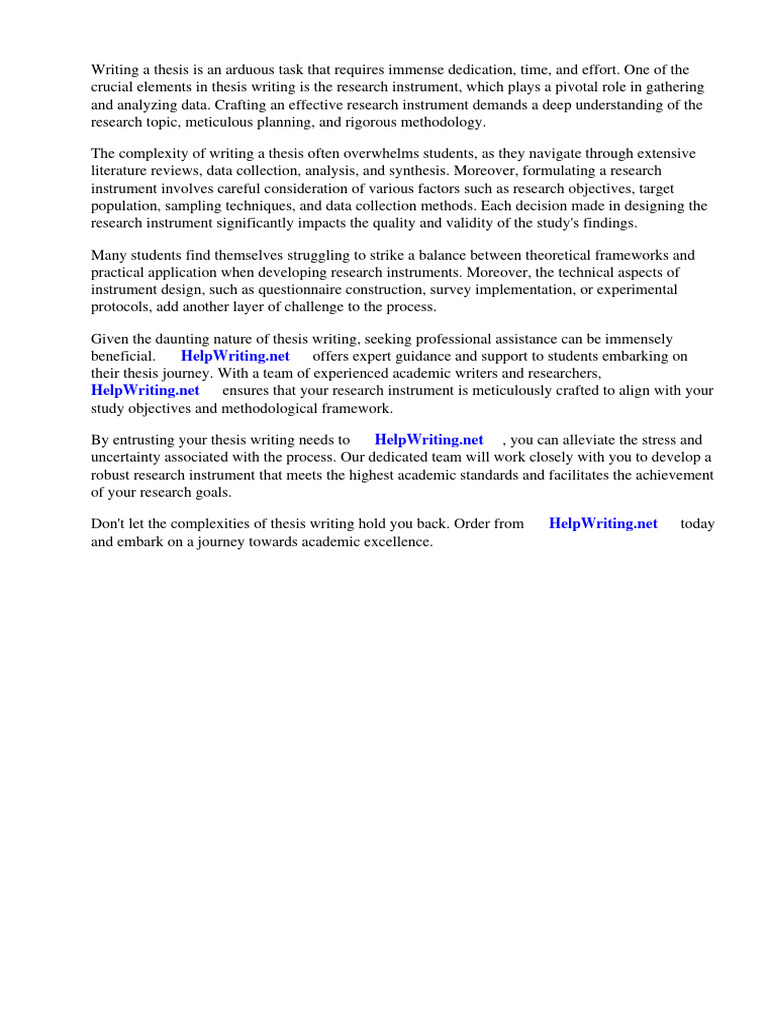 Research Instrument in Thesis Writing | Download Free PDF | Methodology ...