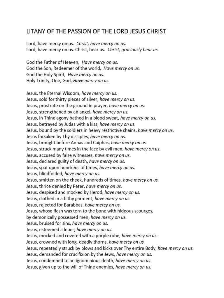 Litany of The Passion of The Lord Jesus Christ1 | PDF | Religion ...