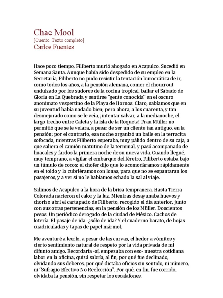 Chac Mool Carlos Fuentes | PDF | México