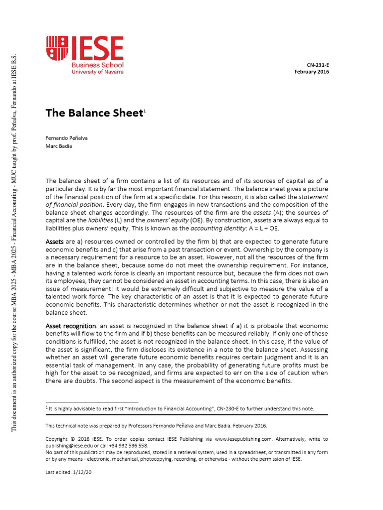 The Balance Sheet | PDF | Depreciation | Balance Sheet