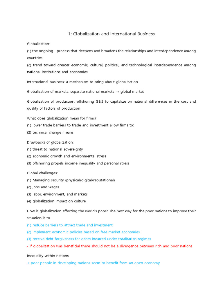 Final Int'l Business Quiz | PDF | Globalization | Strategic Management