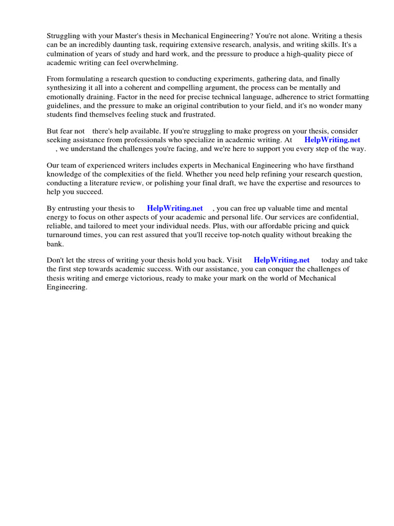 Ms Thesis Mechanical Engineering | PDF | Thesis | Academic Degree