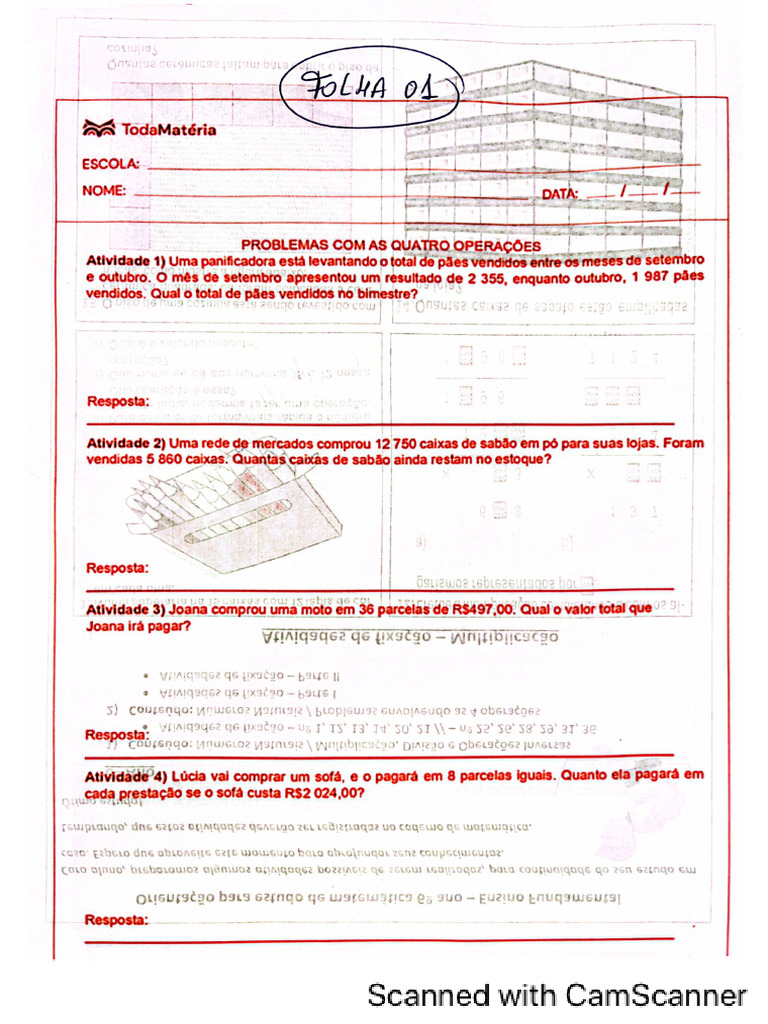 Folhas - Situacoes - Problemas - Mat - 7ano - AnaCarla - Rec - Com Gabarito | PDF