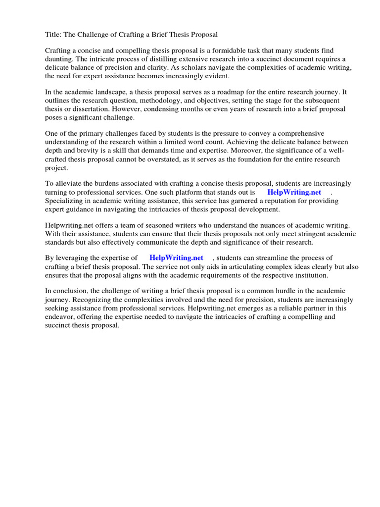 Brief Thesis Proposal | PDF
