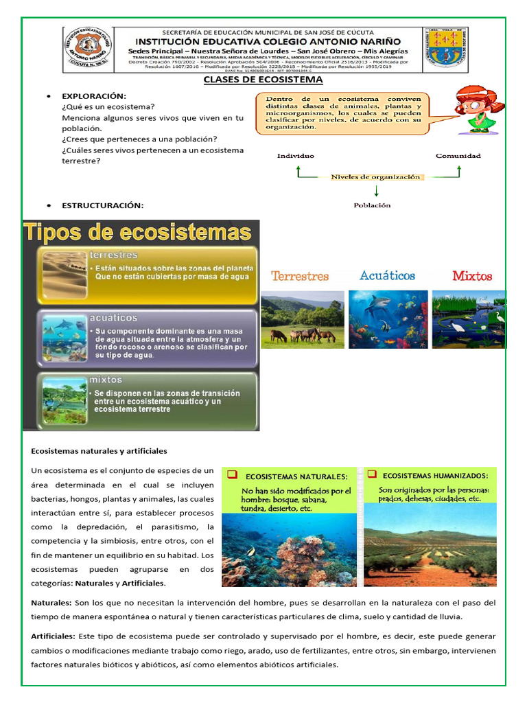TIPOS DE ECOSISTEMA GRADO 3 Gua Cuarta y Quinta Semana 27 Febrero Al 10 Marzo | PDF | Ecosistema ...
