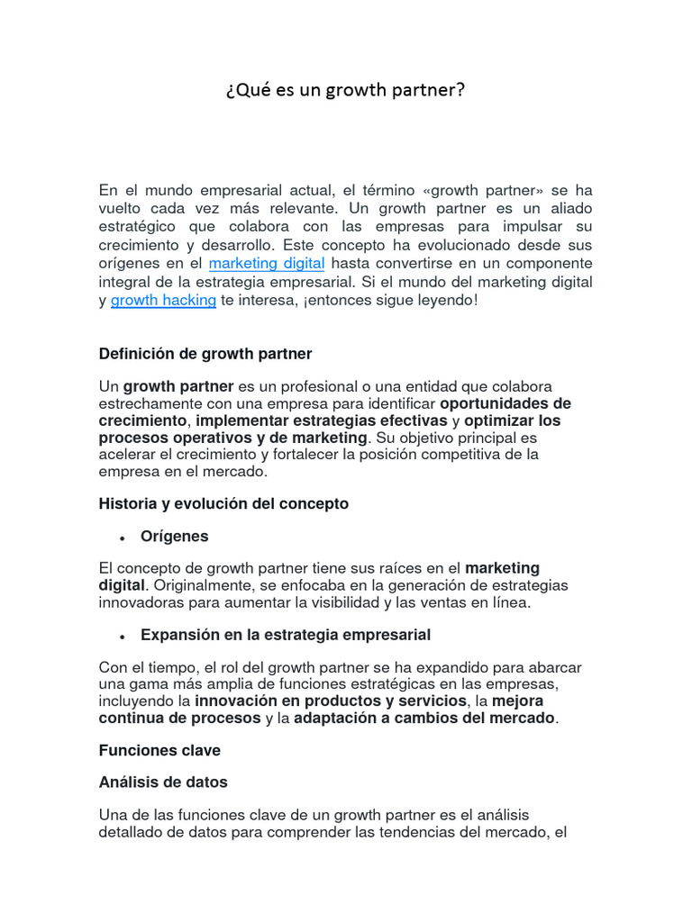 Qué Es Un Growth Partner | Descargar gratis PDF | Marketing | Gestión ...