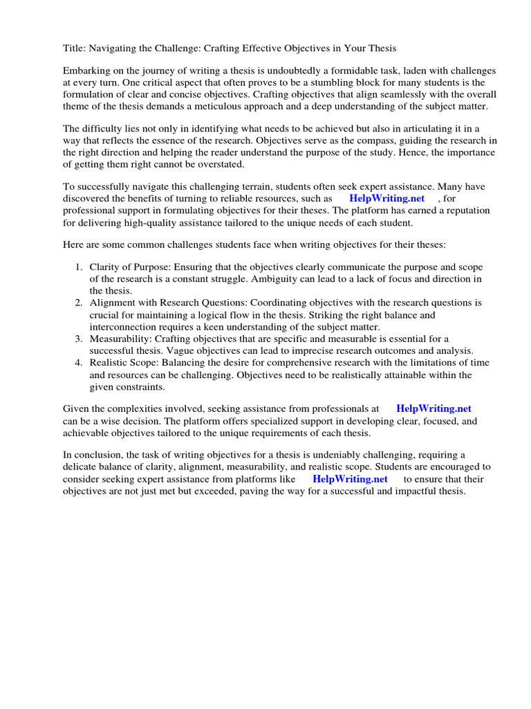 How To Write Objectives in Thesis | PDF | Thesis | Methodology