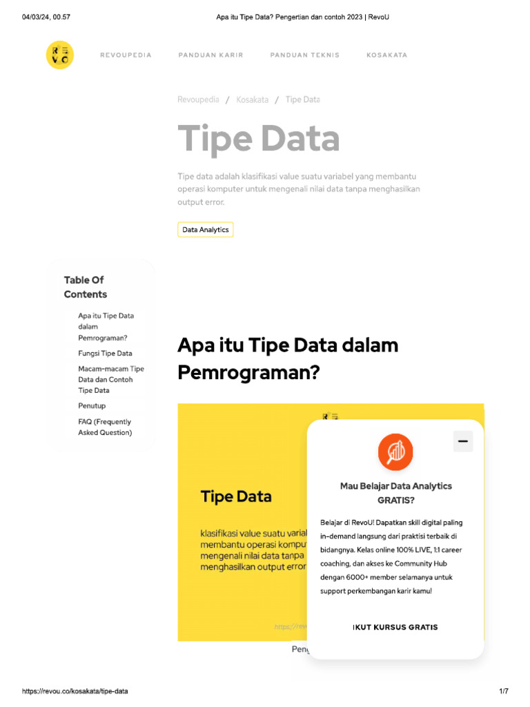 Data Analis - Tipe Data | PDF