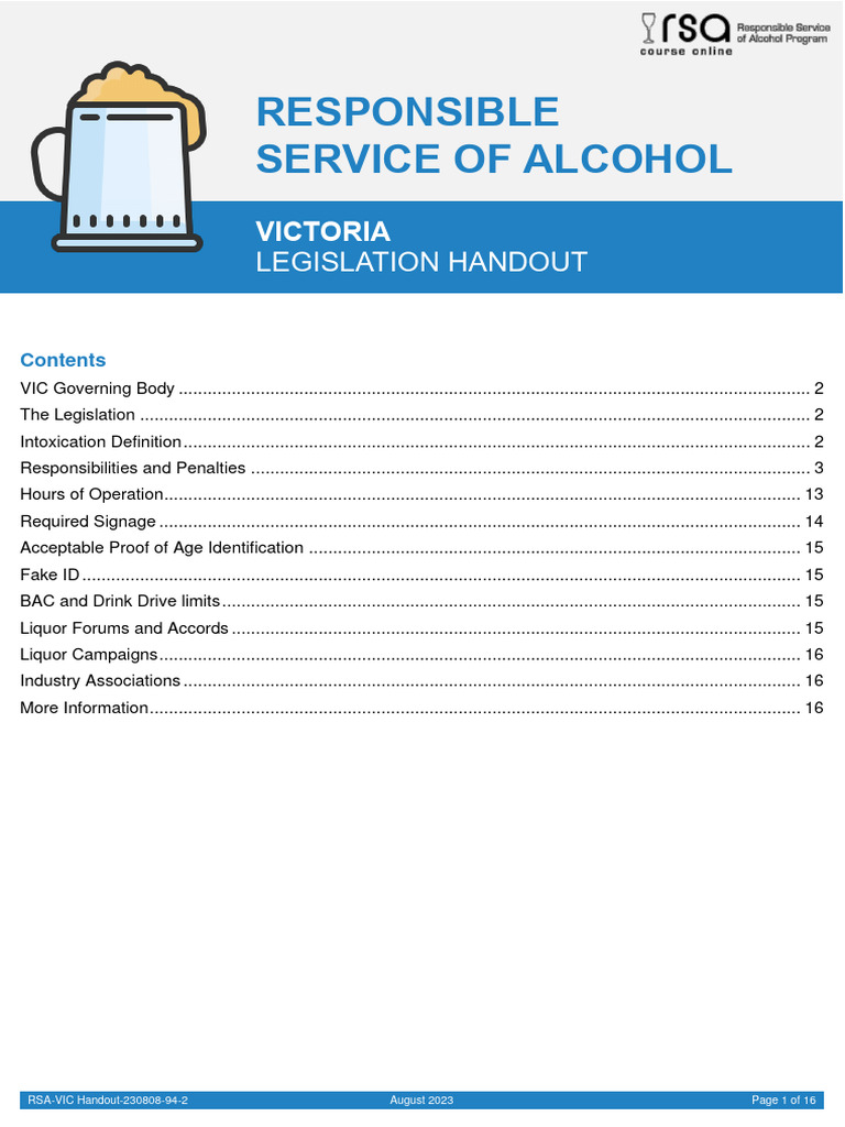 RSA Regulations and Responsibilities in VIC | PDF | Identity Document ...