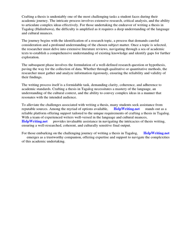 Thesis Tagalog Halimbawa | PDF