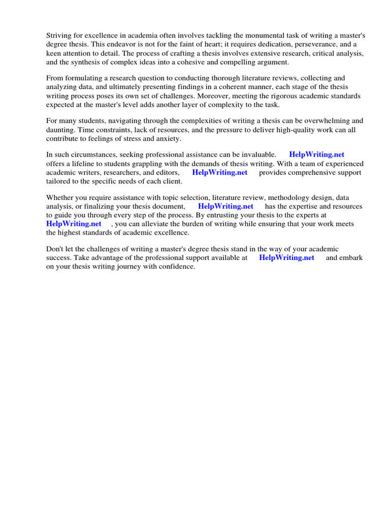 Example of A Masters Degree Thesis | PDF