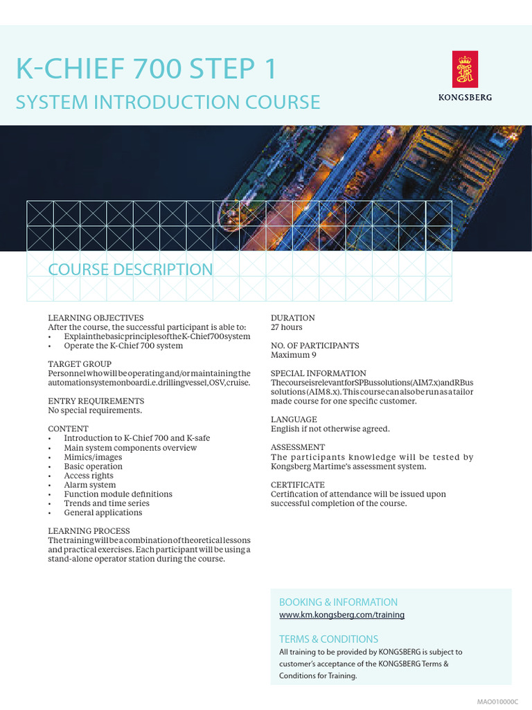 K-Chief 700 Step1 System Introduction Course - Kongsberg™ | PDF | Information | Cognition