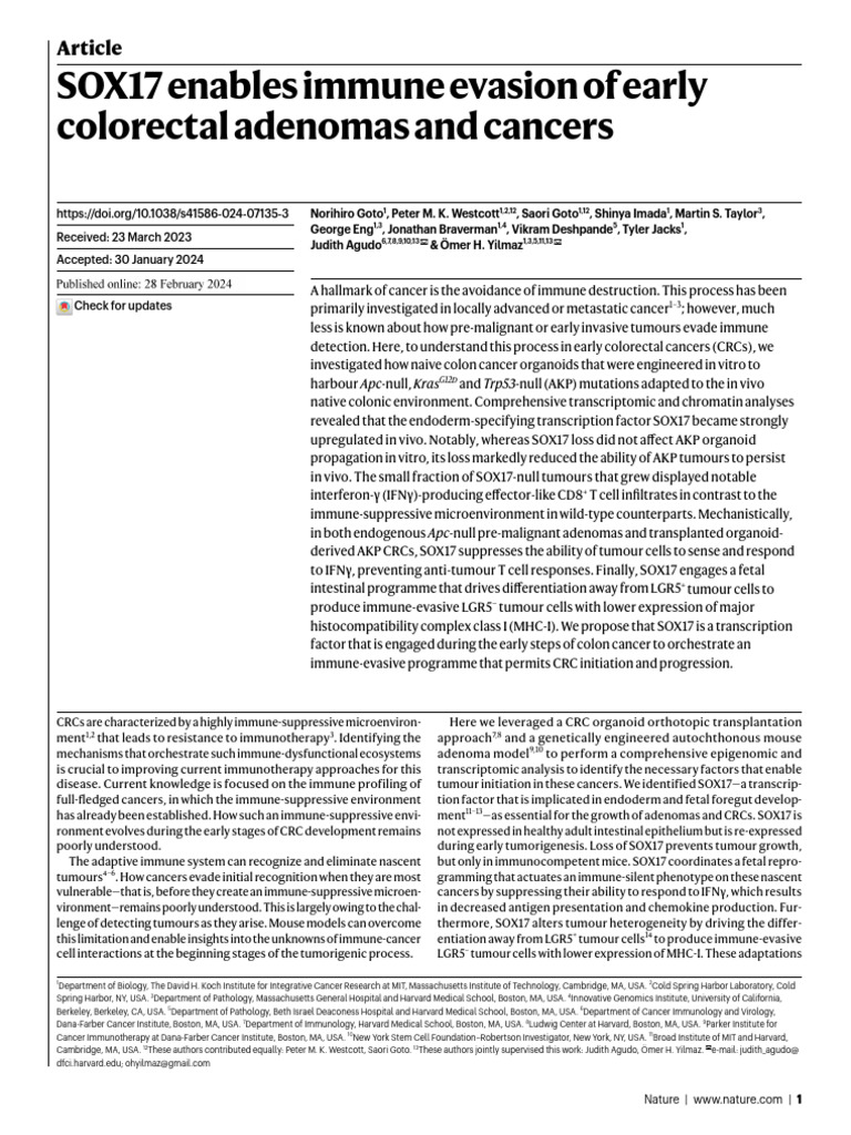SOX17's Role in Colorectal Cancer Evasion | PDF | Colorectal Cancer ...