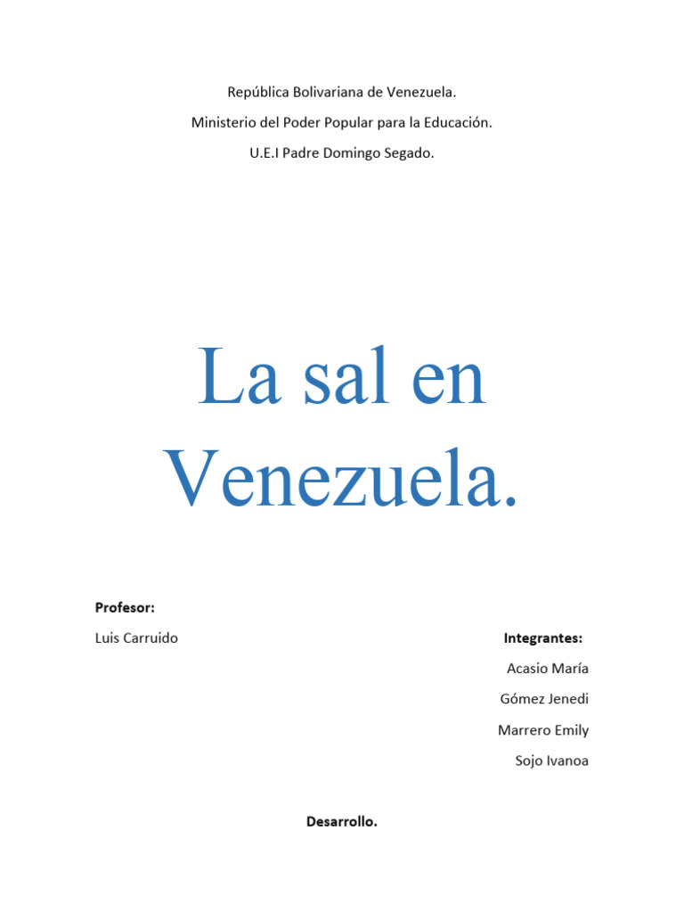 La Sal en Venezuela | PDF | sal | Sal (química)