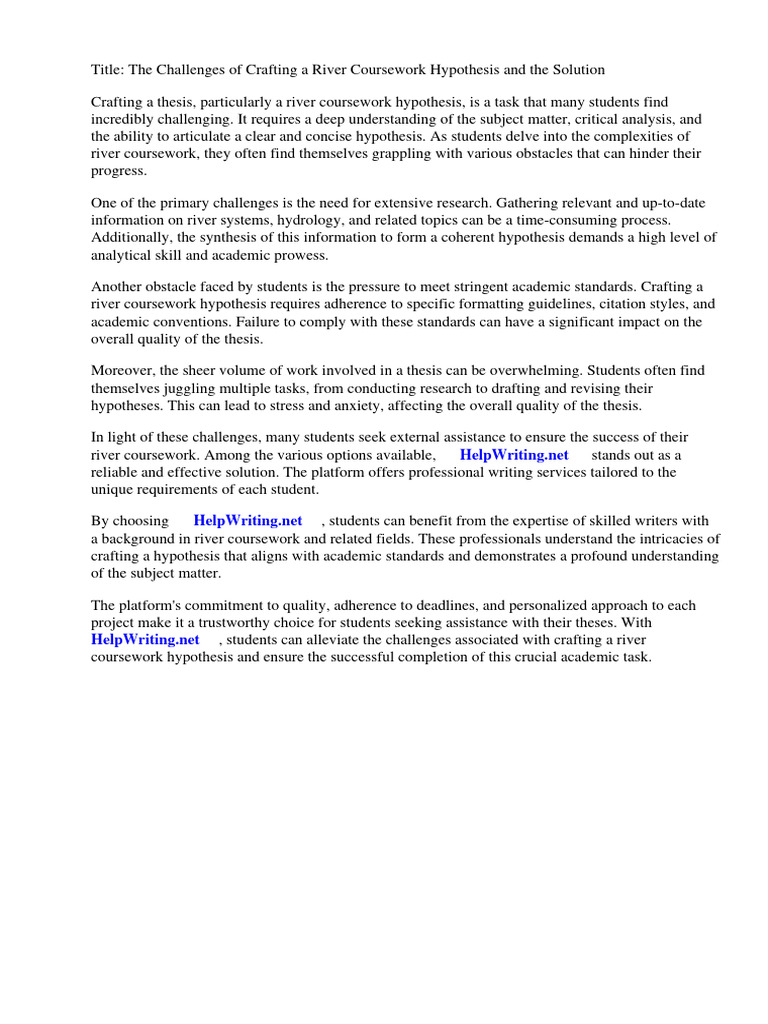 River Coursework Hypothesis | PDF | River | Erosion