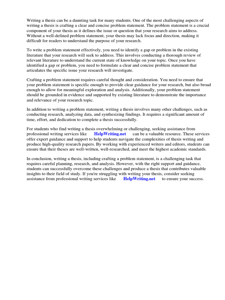 How To Write Problem in Thesis | PDF | Essays | Thesis How To Write Problem in Thesis | PDF | Essays | Thesis