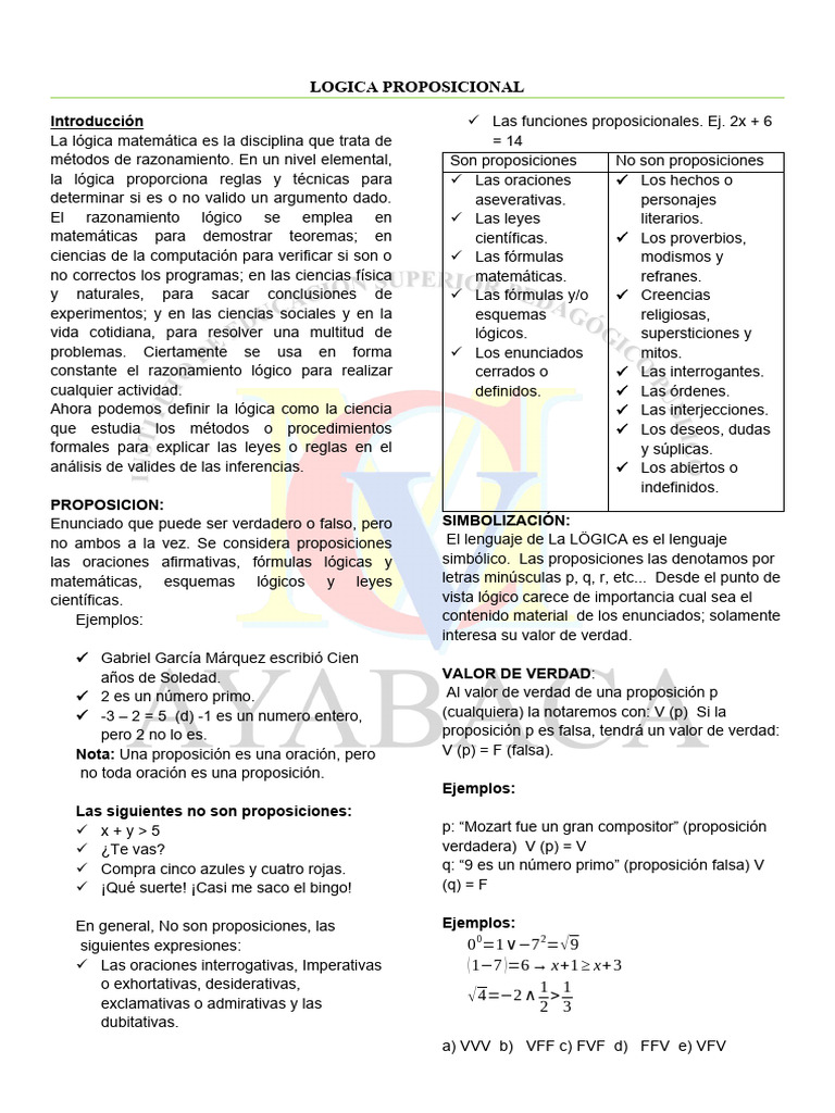 Matematica I - 01 | PDF | Proposición | Lógica matemática