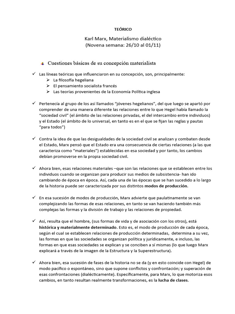 Esquema Marx | PDF | Karl Marx | La teoría de la alienación de Marx