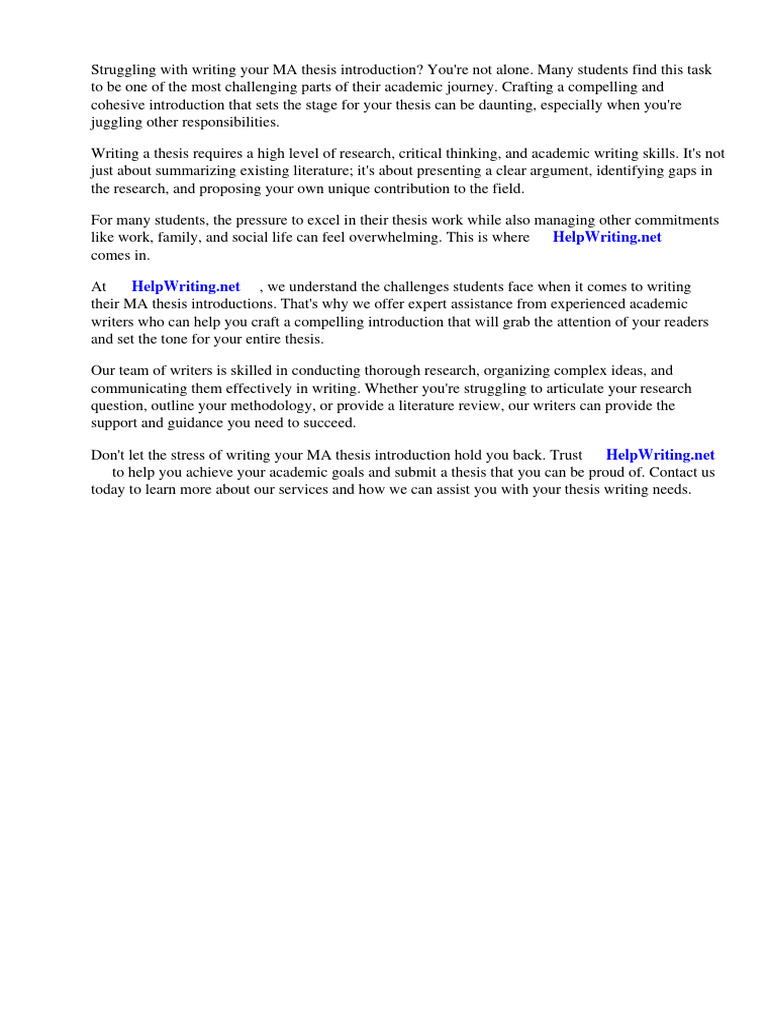 Ma Thesis Introduction | PDF | Thesis | Methodology