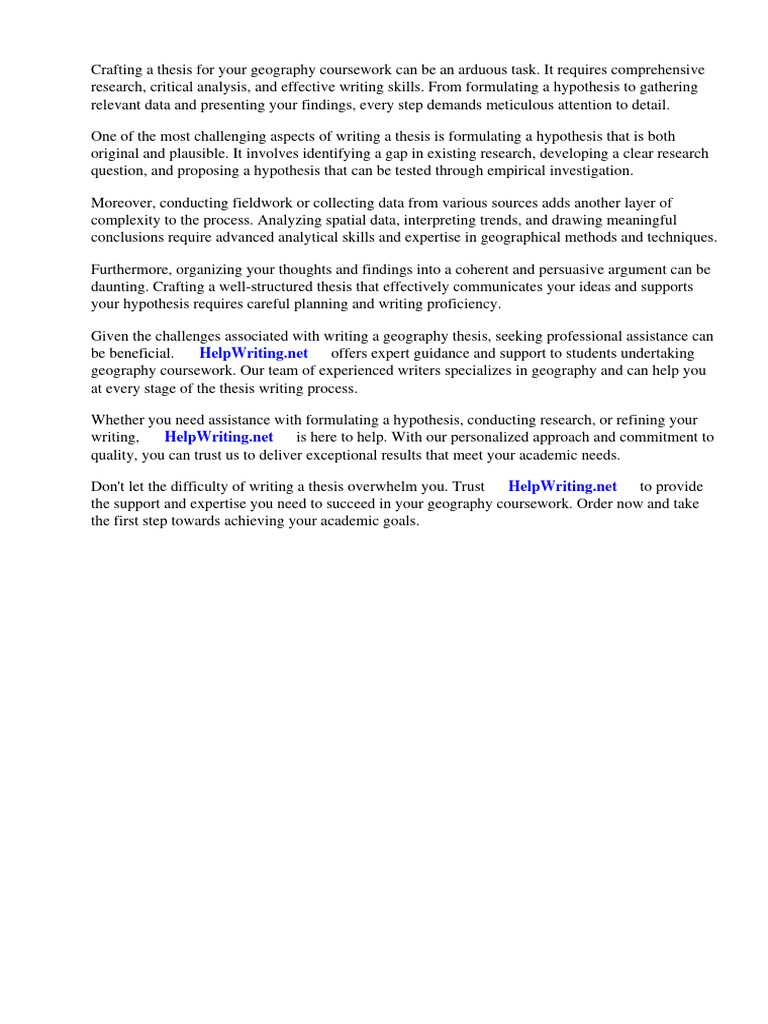 Geography Thesis Writing Guide | PDF | Hypothesis | River