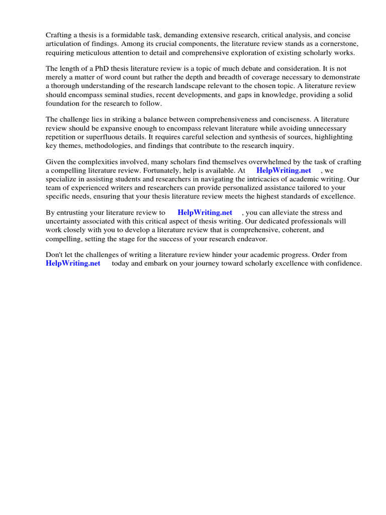 How Long Should A PHD Thesis Literature Review Be | PDF | Thesis | Science