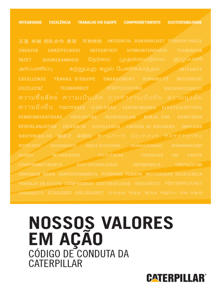 VALORES E CONDUTA CATERPILLAR | PDF | Sustentabilidade | Qualidade ...
