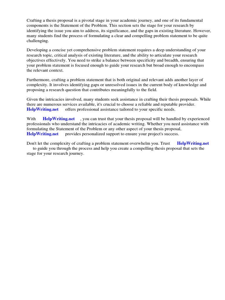How To Make Statement of The Problem in Thesis Proposal | PDF ...