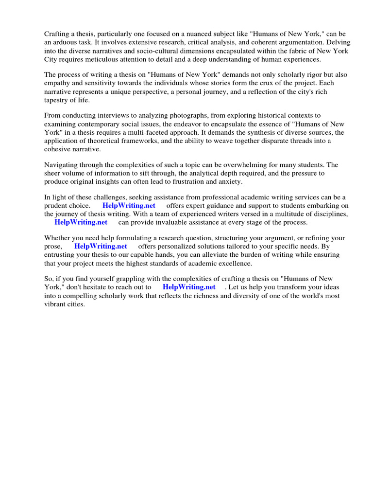 Humans of New York Thesis | PDF | Narrative | Books