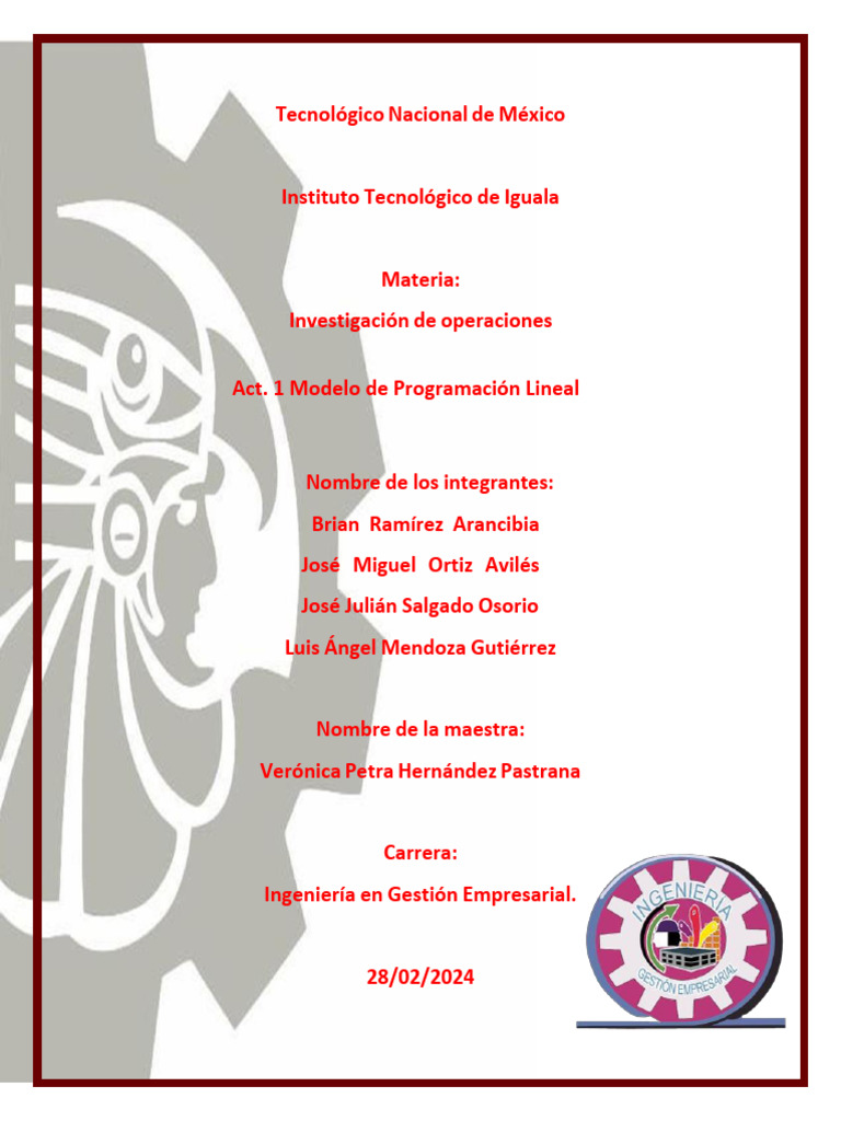 Act. 1 Modelo de Programación Lineal | PDF