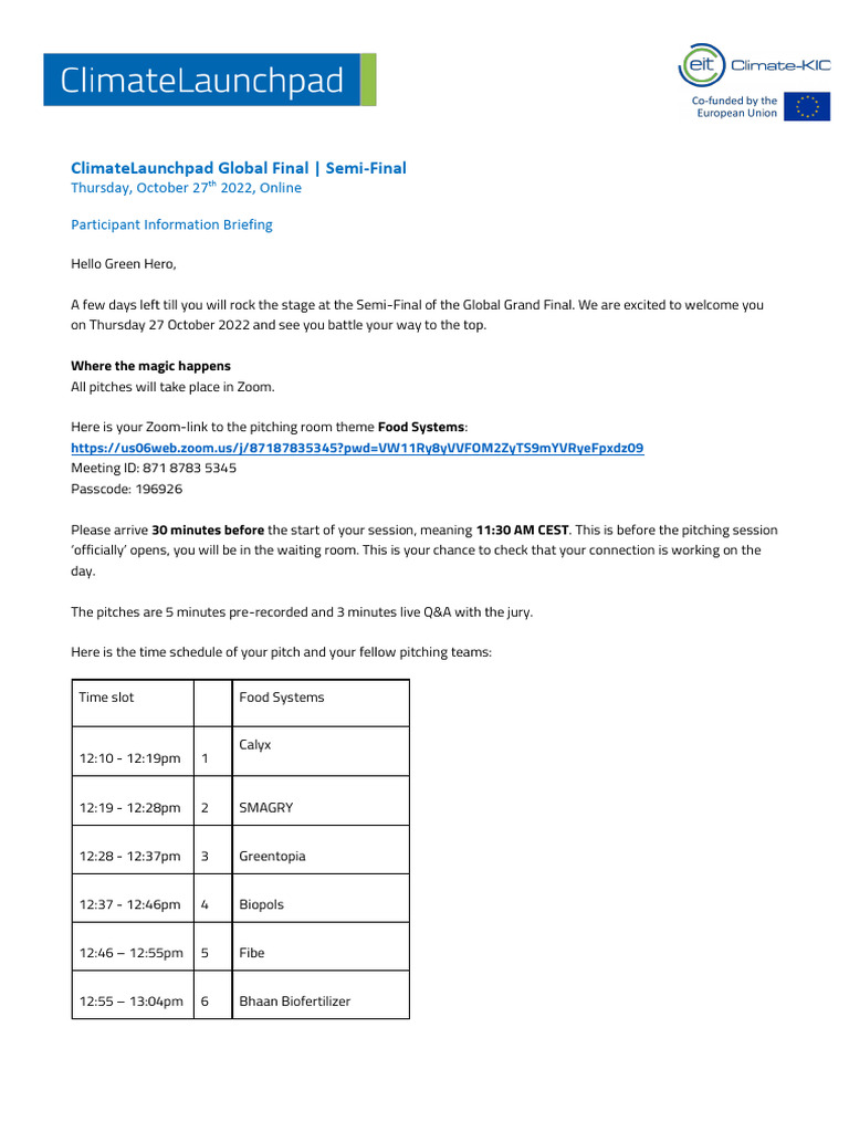 CLP22 GF - Final Participant Briefing - Food Systems | PDF