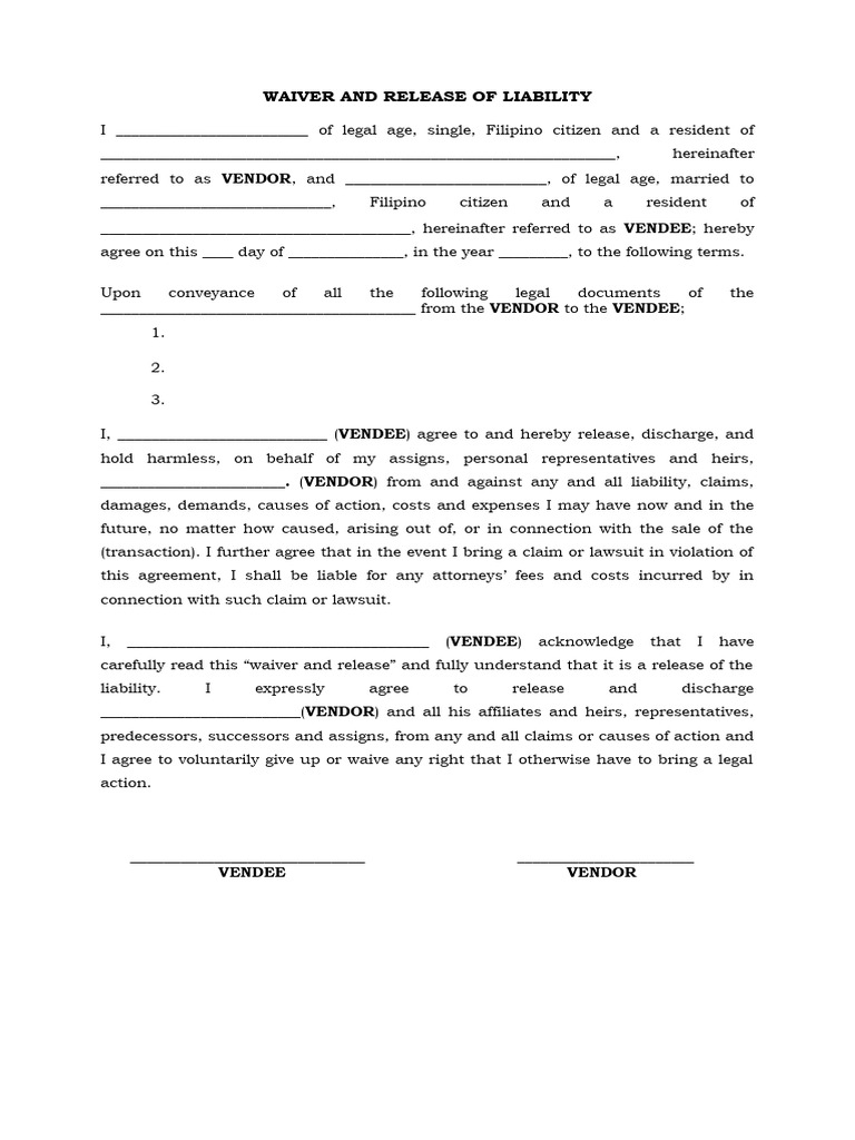 Affidavit of Liability Release Template | Download Free PDF | Legal ...