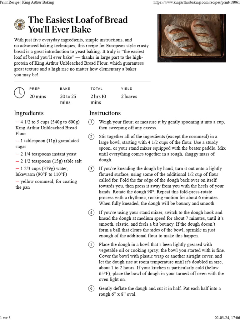 Easy Loaf of Bread | PDF | Breads | Dough